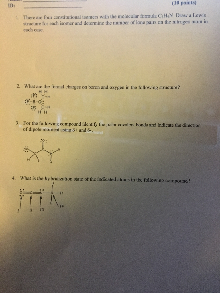 Solved (10 points) ID: There are four constitutional isomers | Chegg.com