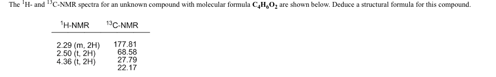 Solved The 1H- and 13C-NMR spectra for an unknown | Chegg.com