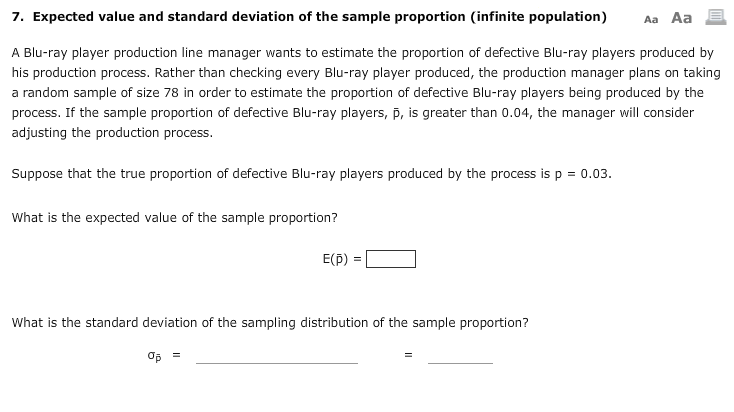 Solved Expected Value And Standard Deviation Of The Sample
