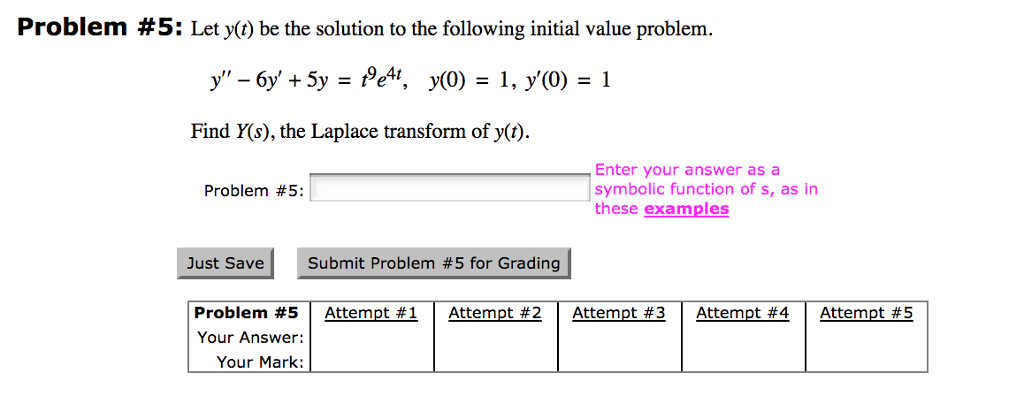 Solved Problem #5: Let y() be the solution to the following | Chegg.com