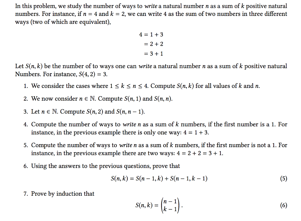 Solved In This Problem We Study The Number Of Ways To Write Chegg