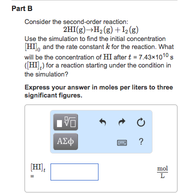 Consider the second-order reaction: 2HI(g) | Chegg.com