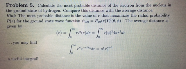 Solved Problem 5 Calculate The Most Probable Distance Of