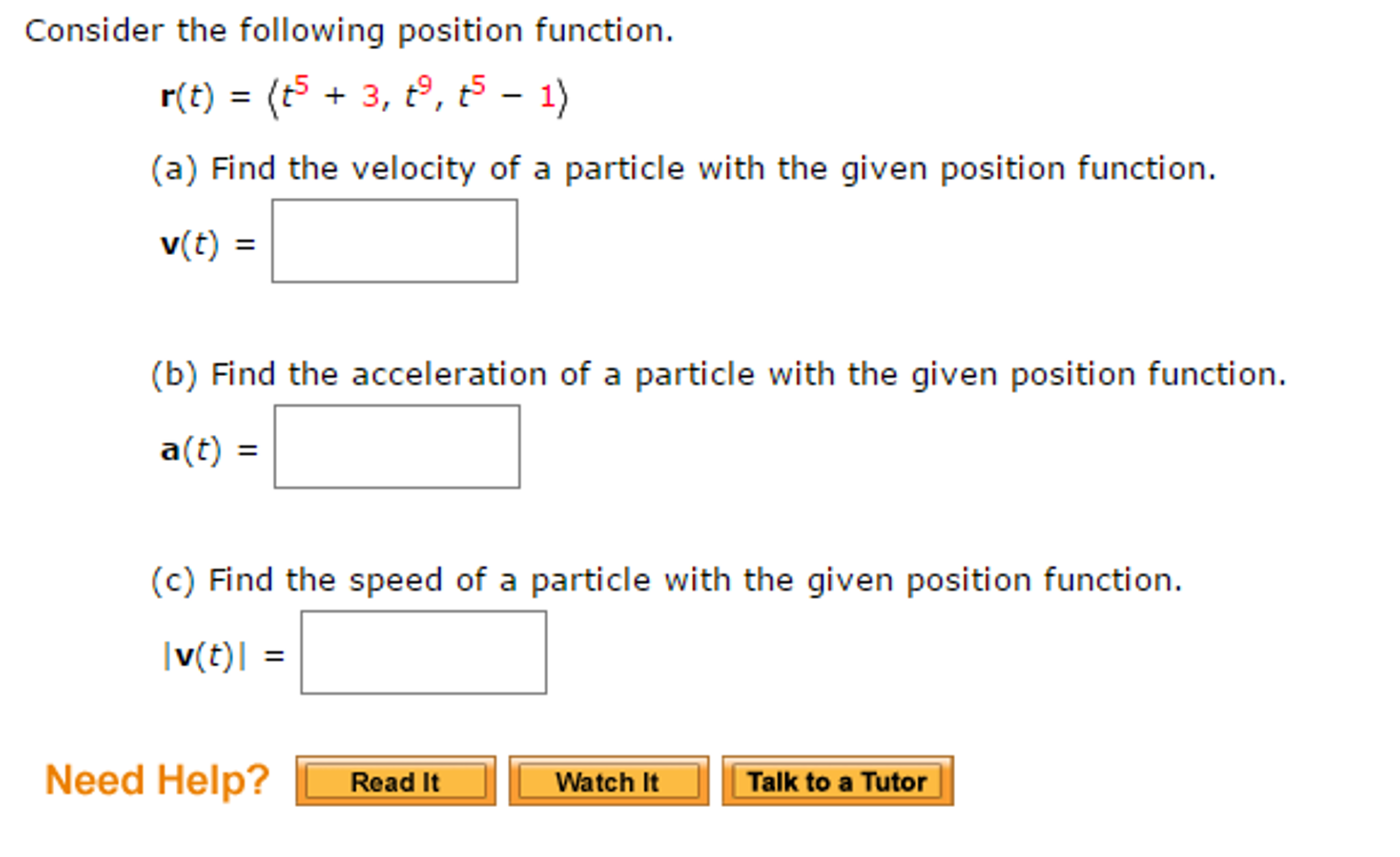Solved Consider the following position function. r(t) = | Chegg.com