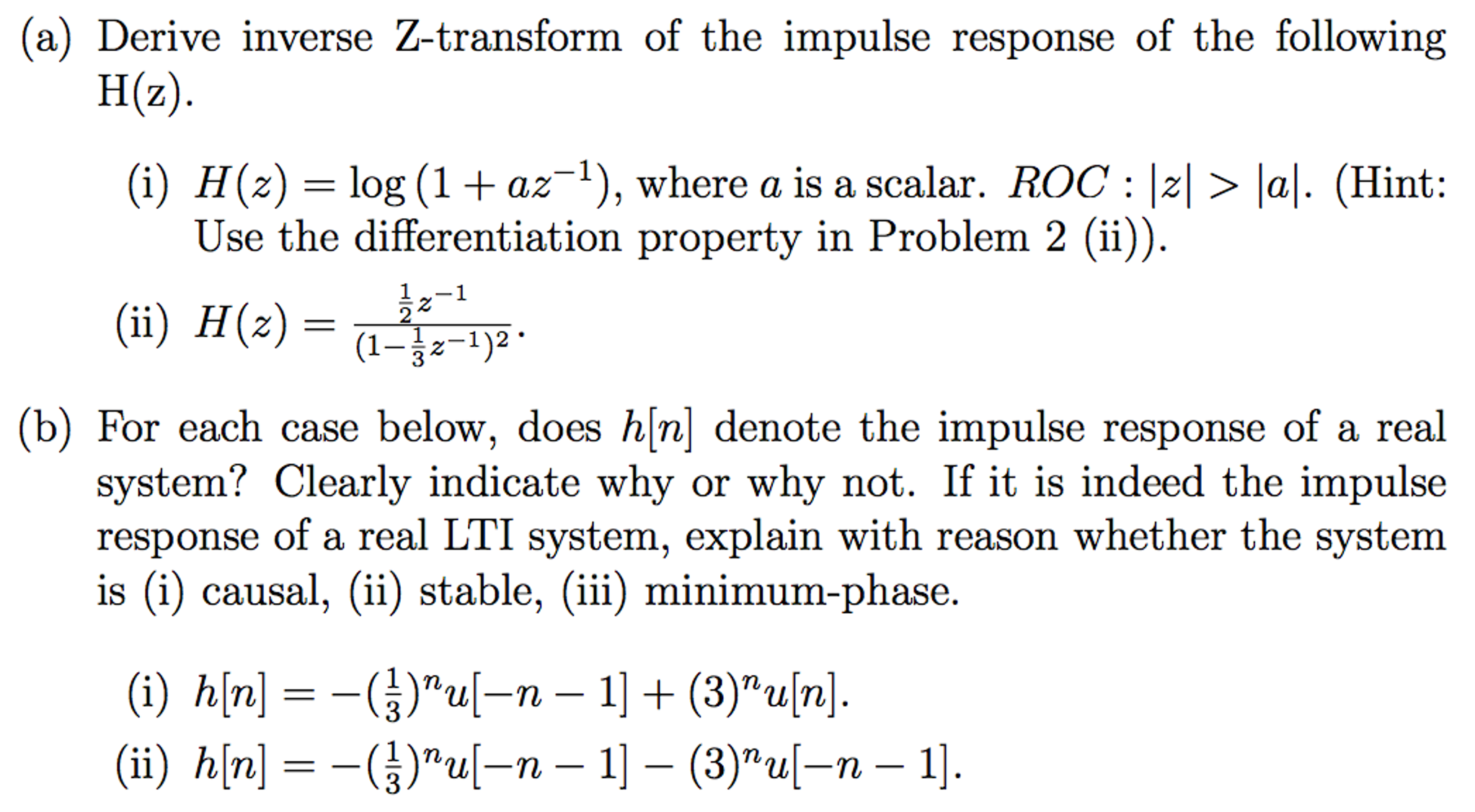 Solved Derive inverse Z-transform of the impulse response of | Chegg.com