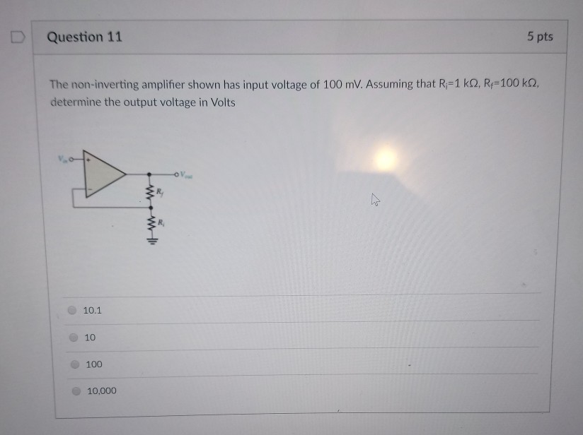 Solved | Question 11 5 pts The non-inverting amplifier shown | Chegg.com
