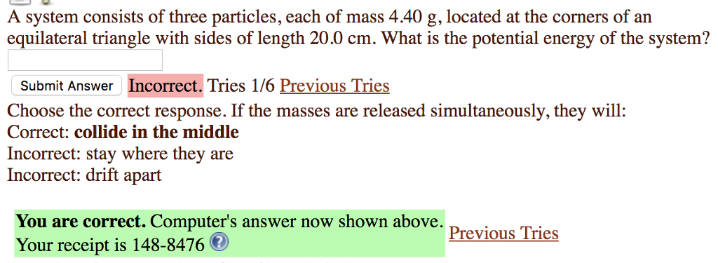 Solved A system consists of three particles, each of mass | Chegg.com