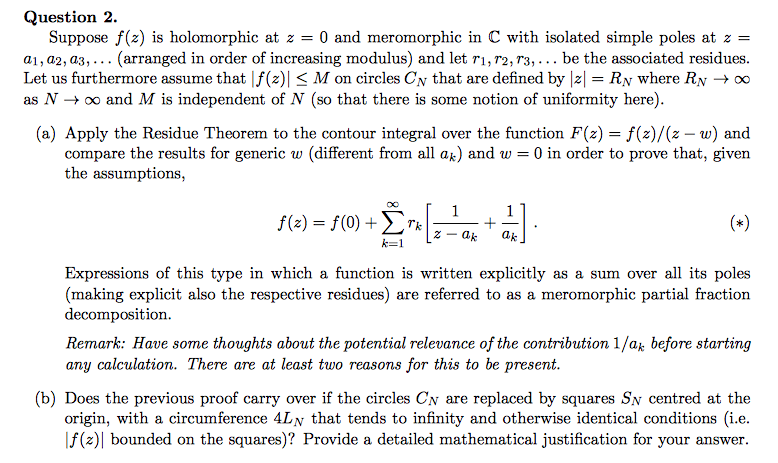 Solved Question 2 Suppose f(z) is holomorphic at z 0 and | Chegg.com