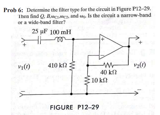 Solved Determine the filter type for the circuit in Figure | Chegg.com