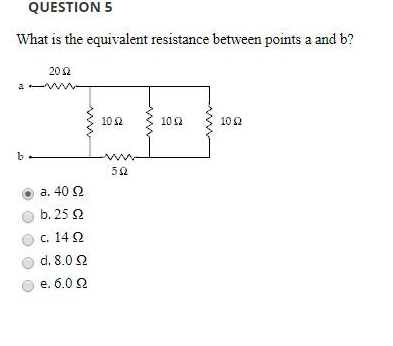 Solved QUESTION 5 What is the equivalent resistance between | Chegg.com