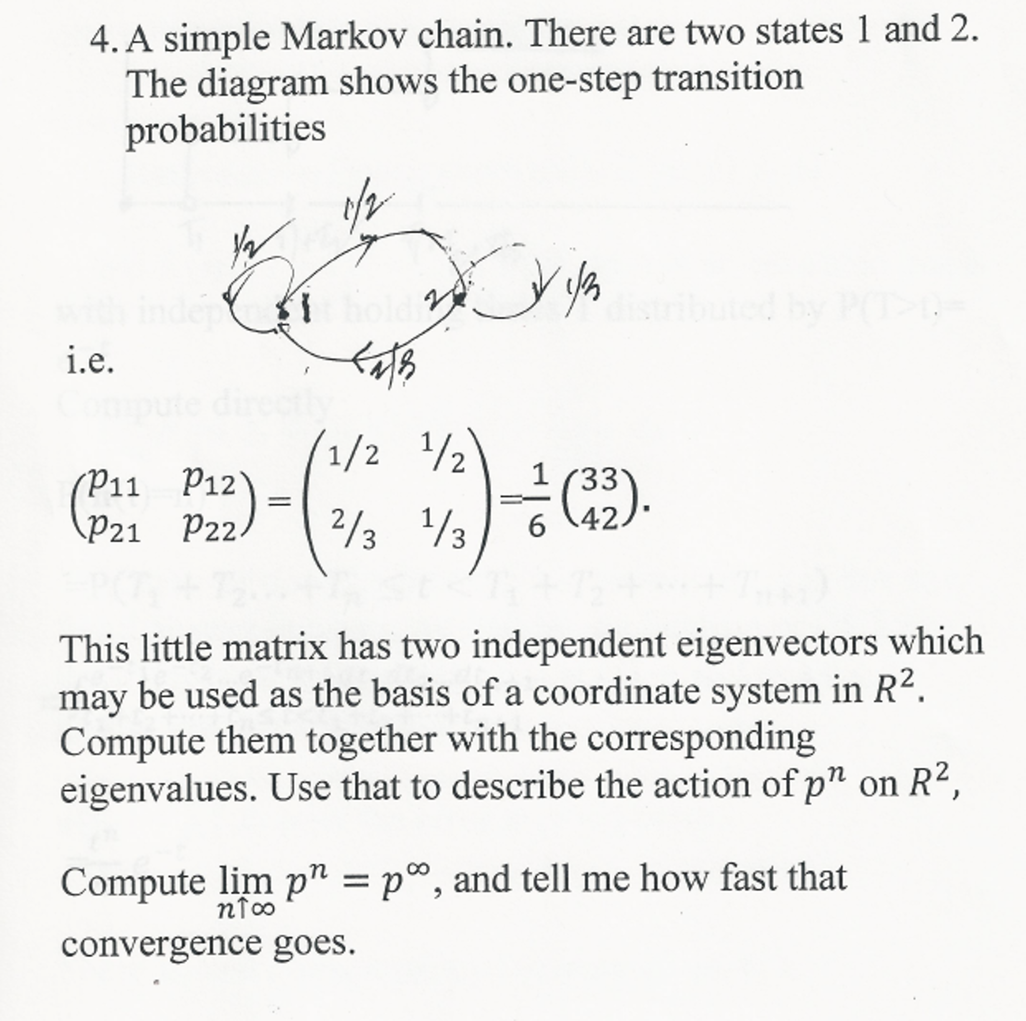 A simple Markov chain. There are two states 1 and 2. | Chegg.com