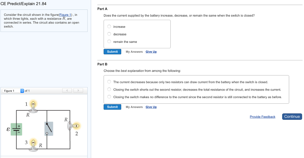 Solved CE Predict/Explain 21.84 Part A Consider the circuit | Chegg.com