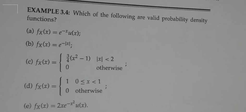Solved Which of following are valid probability density | Chegg.com