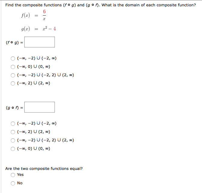 Solved Find the composite functions (f o g) and (g o f). | Chegg.com
