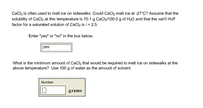 Solved CaCl2 is often used to melt ice on sidewalks. Could | Chegg.com