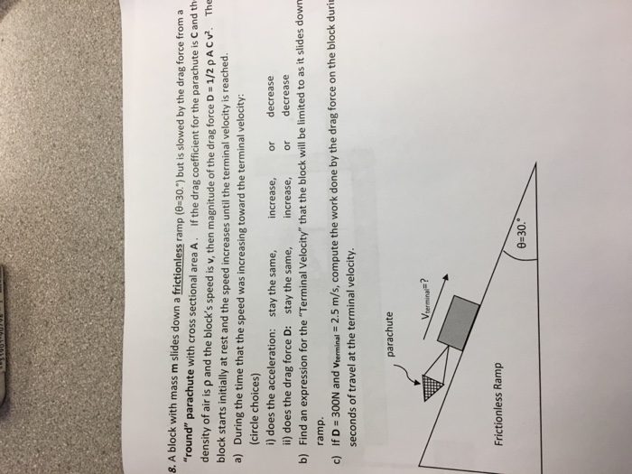 Solved A block with mass m slides down a frictionless ramp | Chegg.com