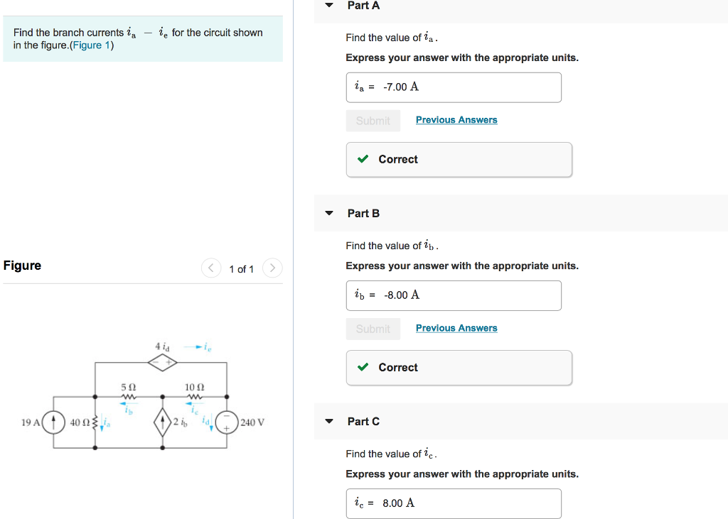 Solved Part A Find the branch currents ia - i,e in the | Chegg.com