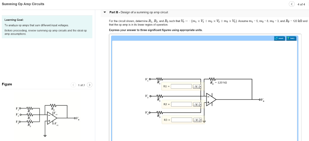 Solved Summing Op Amp Circuits 4 of 4 Part B - Design of a | Chegg.com