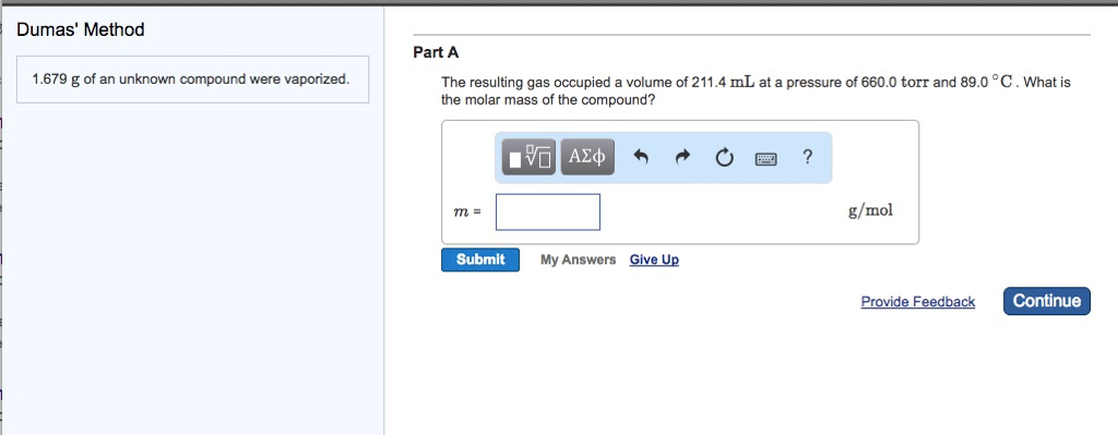 Solved Dumas' Method Part A 1.679 g of an unknown compound | Chegg.com