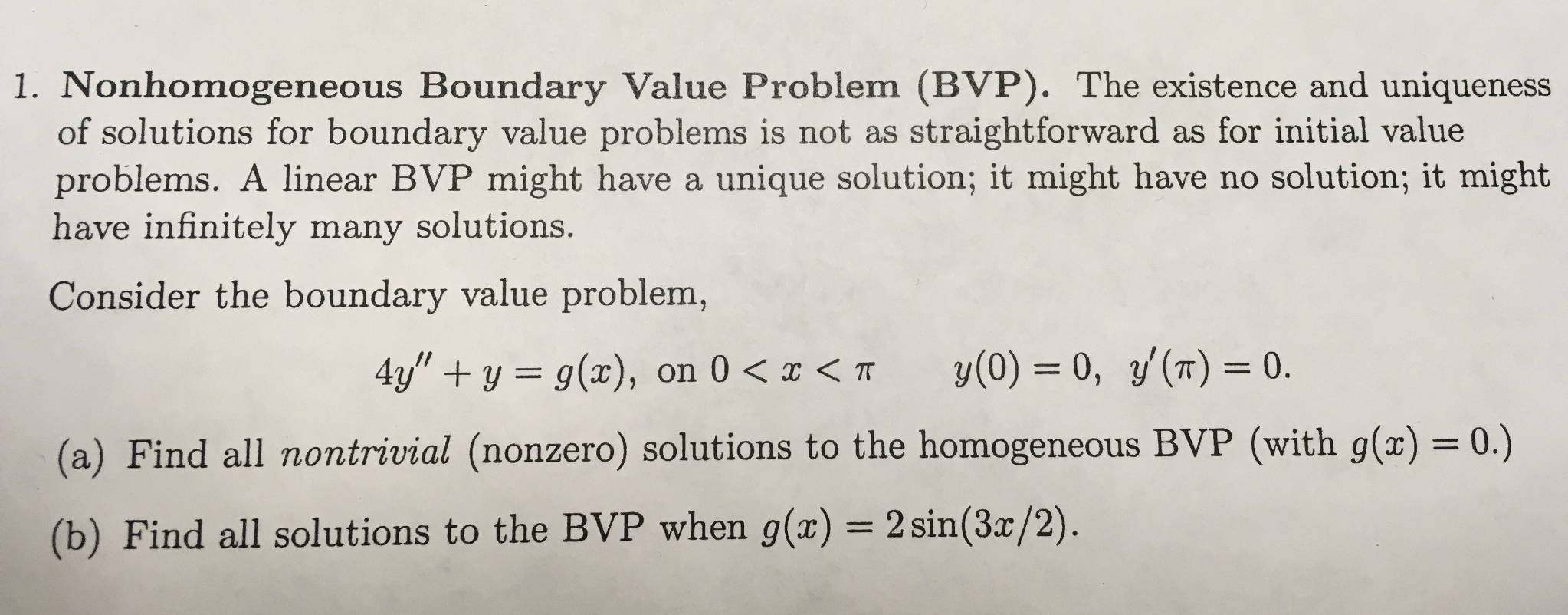Solved Nonhomogeneous Boundary Value Problem (BVP). The | Chegg.com