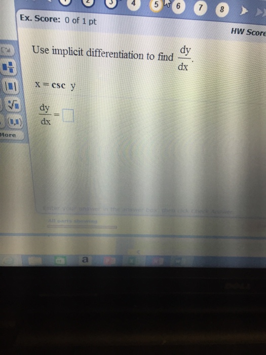 Solved Use implicit differentiation to find dy/dx. x = csc y | Chegg.com