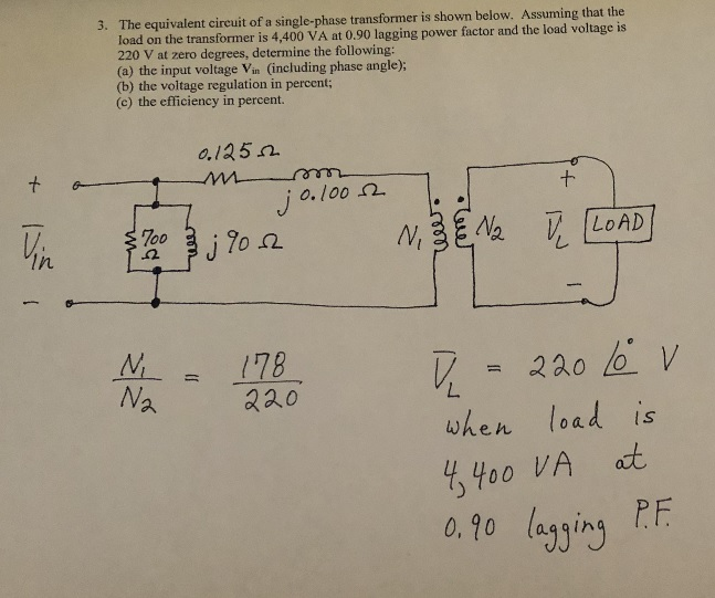 Solved 3? The equivalent circuit of a single-phase | Chegg.com