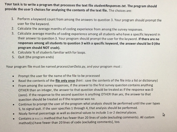 Your task is to write a program that processes the | Chegg.com
