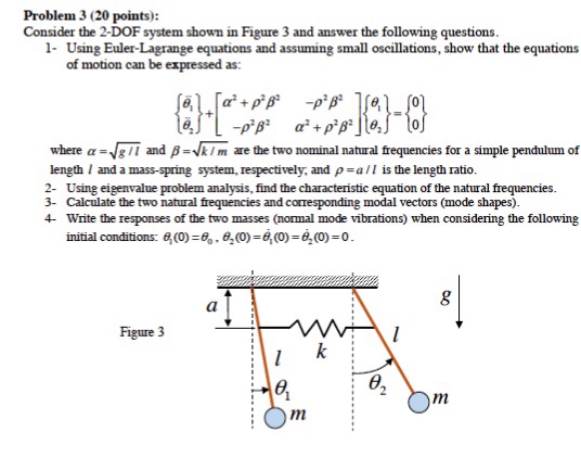 Solved Consider the 2-DOF system shown m Figure 3 and answer | Chegg.com