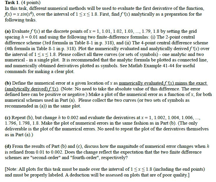 Task 1. (4 points) In this task, different numerical | Chegg.com