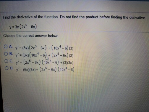 Solved Find the derivative of the function. Do not find the | Chegg.com