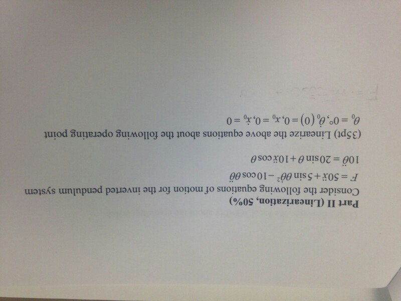 Solved Part II (Linearization, 50%) Consider the following | Chegg.com