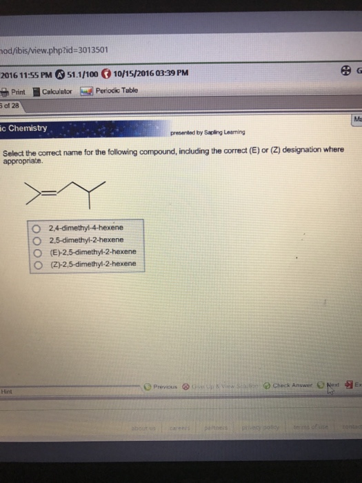 Solved Select the correct name for the following compound, | Chegg.com