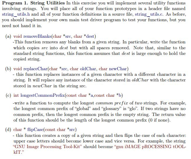 Solved String Utilities In this exercise you will implement | Chegg.com