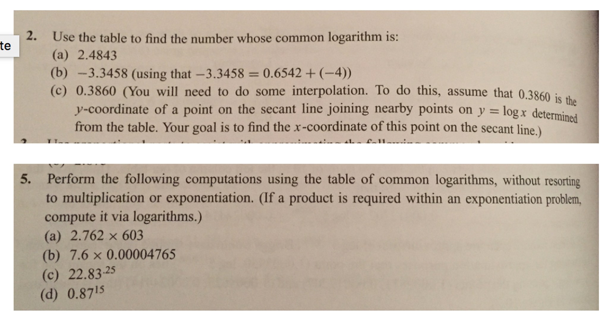 Common Logarithm Table