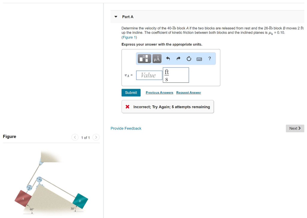 Solved Part A Determine the velocity of the 40-lb block A | Chegg.com