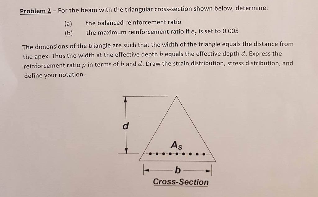 Solved For the beam with the triangular cross-section shown | Chegg.com