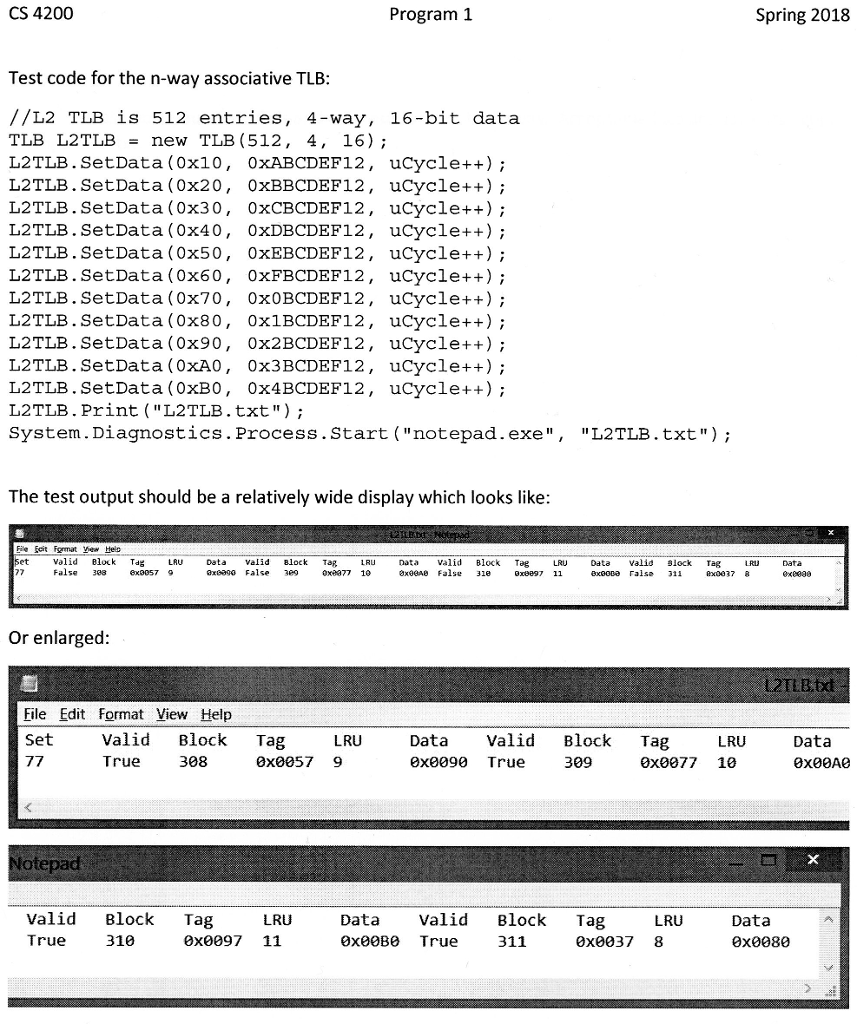 This program about write the TLB Class , I would | Chegg.com