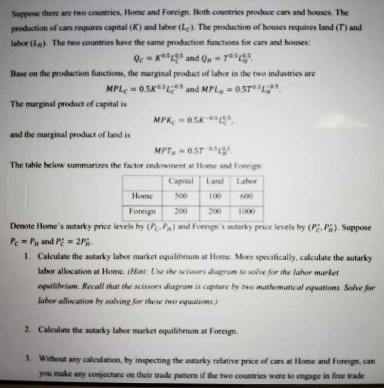 Solved Suppose there are two countries, Home and Foreign. | Chegg.com