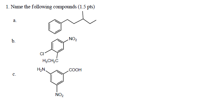 Solved Name the following compounds | Chegg.com