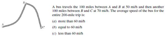 Solved A bus travels the 100 miles between A and B at 50 | Chegg.com