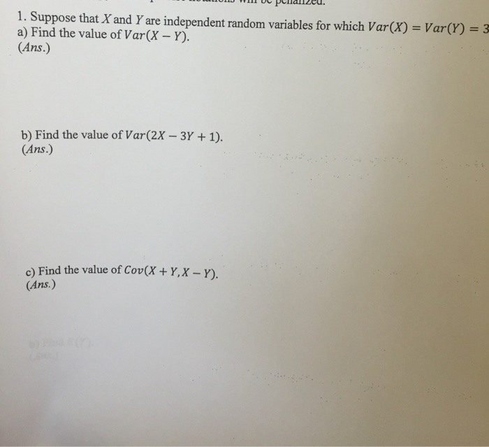Solved Suppose that X and Y are independent random variables | Chegg.com