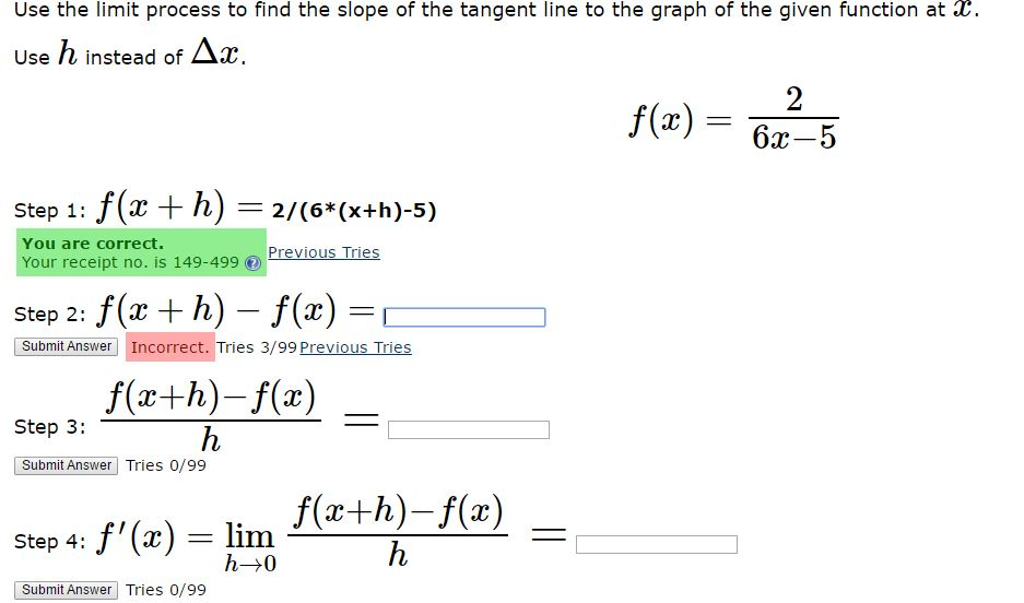Solved Use the limit process to find the slope of the | Chegg.com