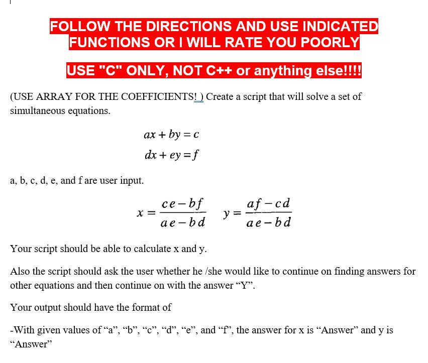 Solved FOLLOW THE DIRECTIONS AND USE INDICATED FUNCTIONS OR | Chegg.com