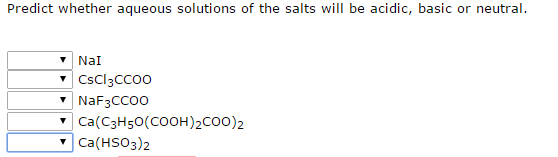Solved Predict whether aqueous solutions of the salts will | Chegg.com
