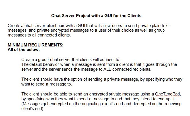 Solved Create a chat server-client pair with a GUI that will | Chegg.com