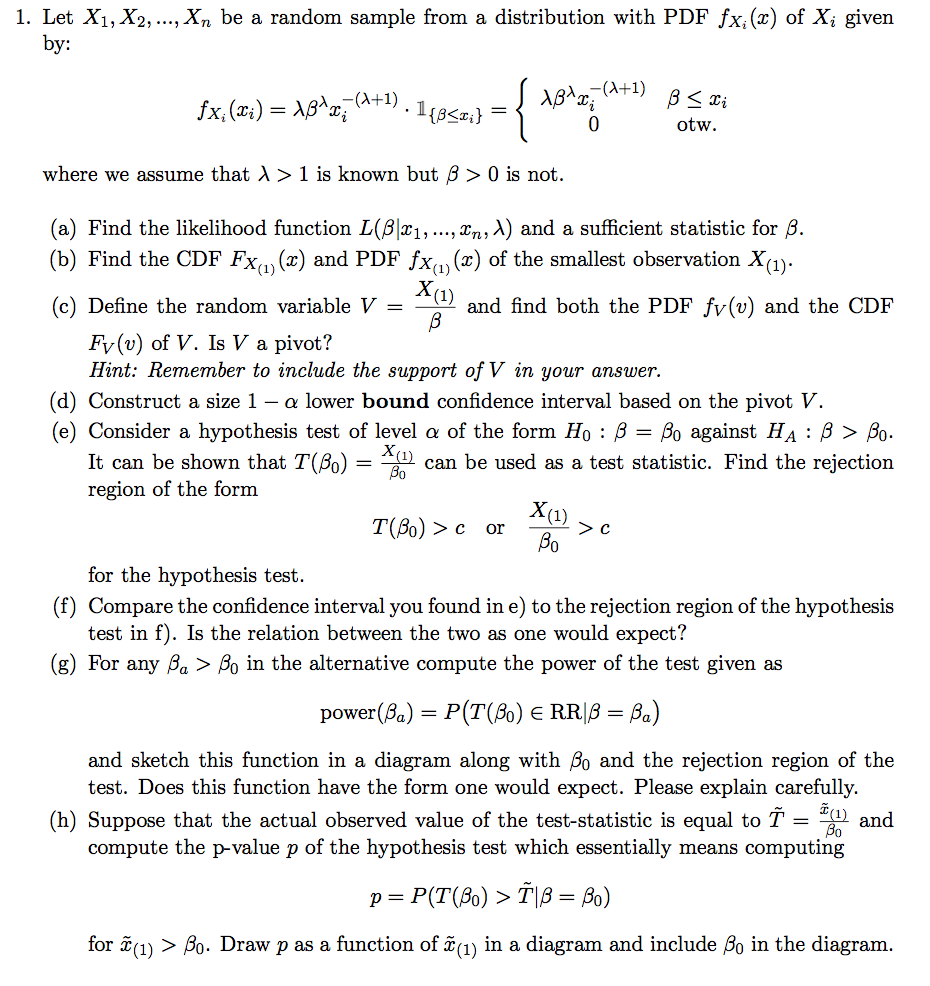 Solved Let X1 X2 Xn Be A Random Sample From A 
