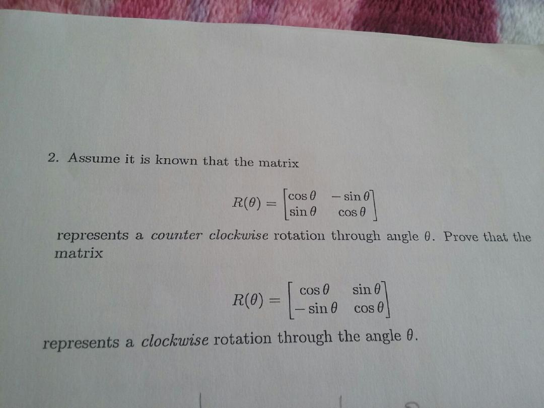 Solved Assume it is known that the matrix R(theta) = [cos | Chegg.com