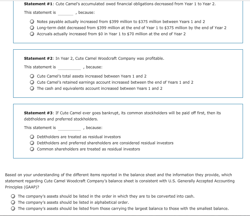 Solved answer choices for statement 1-3 that are blank are | Chegg.com