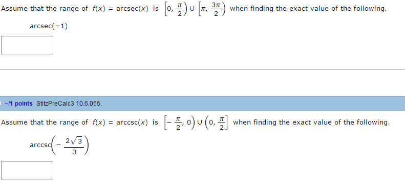Solved Assume that the range of f(x) = arcsec(x) is [0, | Chegg.com