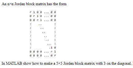 Solved An nxn Jordan block matrix has the form er1... e e .1 | Chegg.com